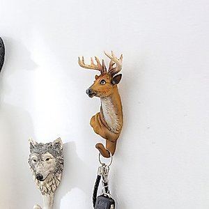 Animal Hook Shower Towel Hook Single Towel Hook Key Hooks Coat Hanger Deer Wall Sculpture Robe Hook Farmhouse Towel Rack Hooks for Hats Resin Wall-mounted Individual Wall Hook