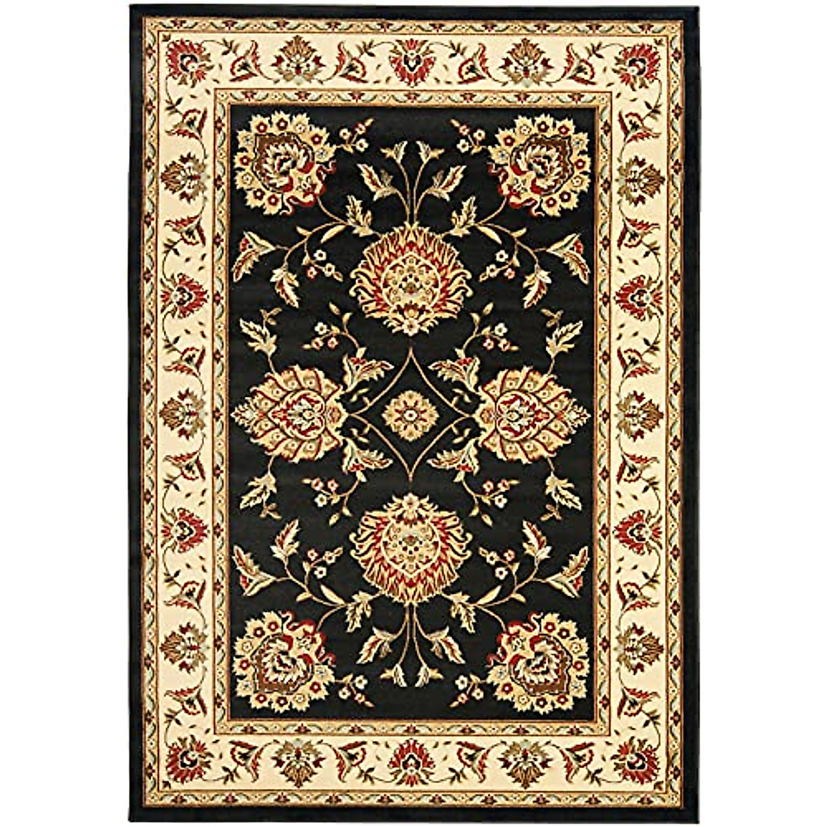 SAFAVIEH Lyndhurst Collection Accent Rug - 4' x 6', Black & Ivory, Traditional Oriental Design, Non-Shedding & Easy Care, Ideal for High Traffic Areas in Entryway, Living Room, Bedroom (LNH555-9012)