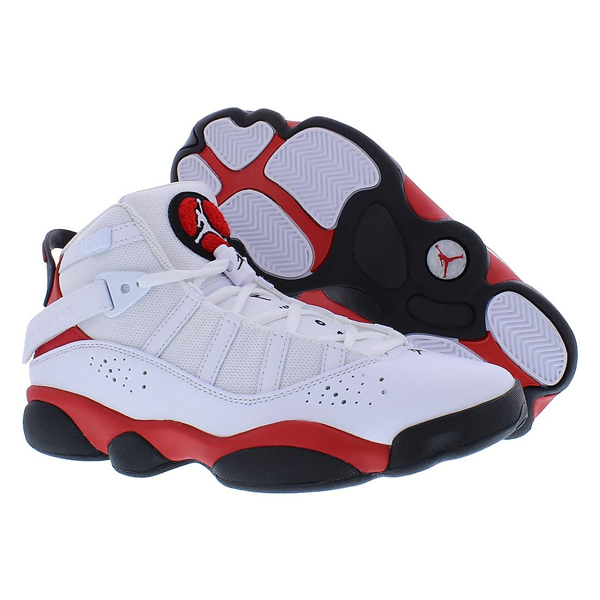 Jordan Men's 6 Rings Basketball Shoes, White/Black-university Red, 10