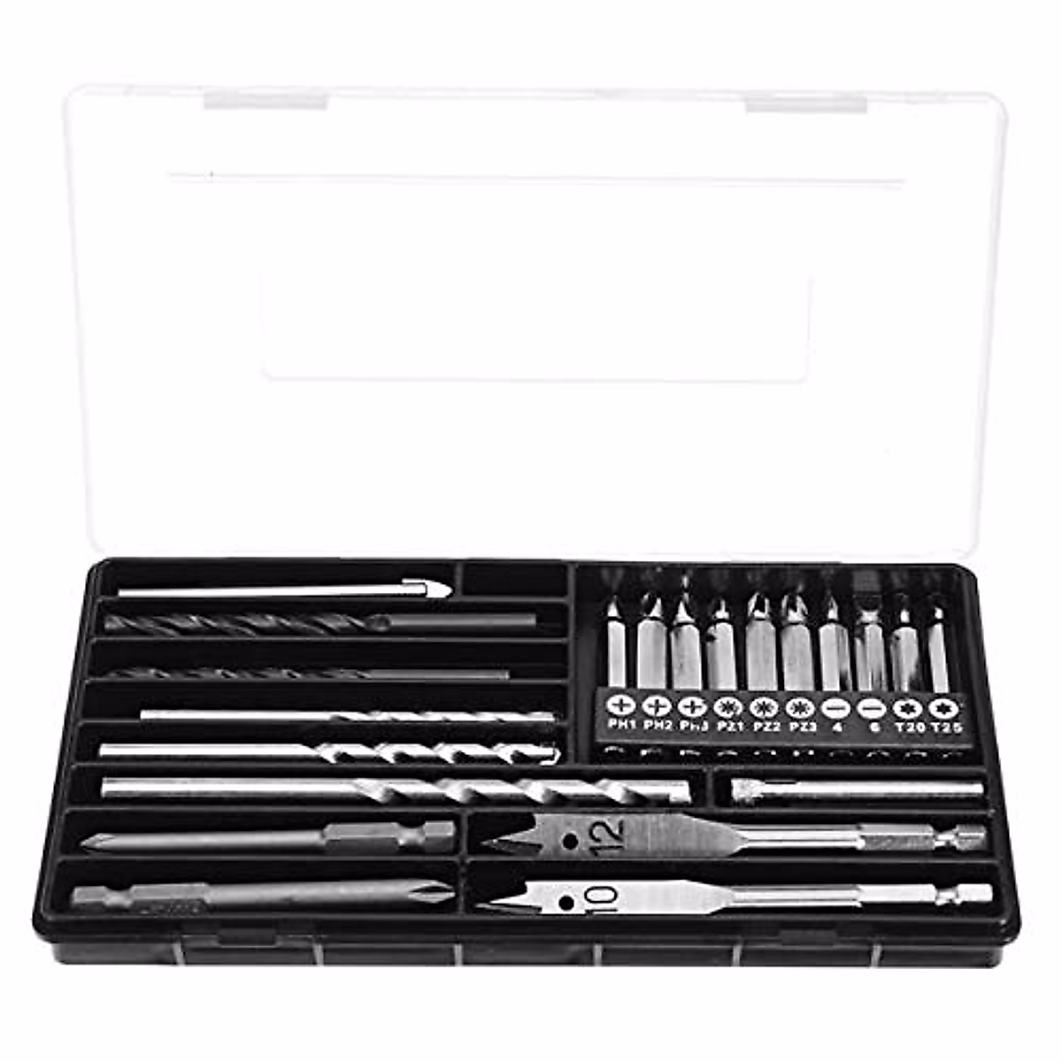22Pcs HSS Screwdriver Twist Drill Bits Tool Set with Storage Box