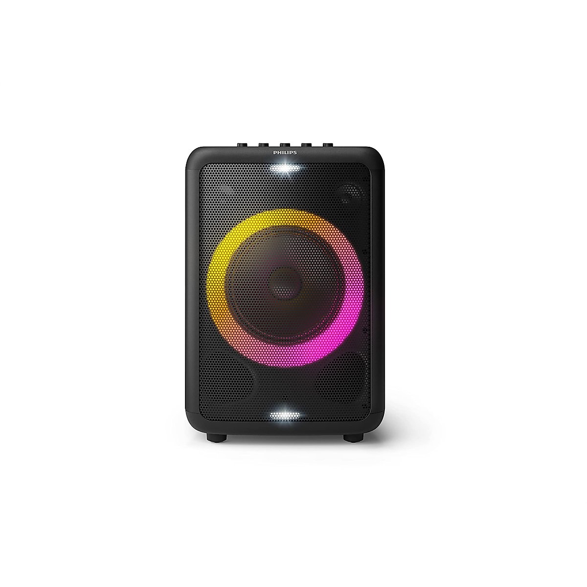 PHILIPS X3206 Bluetooth Party Speaker with Deep bass, Up to 14 Hours Battery, Party Lights and Karaoke Effects, Microphone and Guitar Input, Audio-in, USB Charging, Built-in Trolley, TAX3206