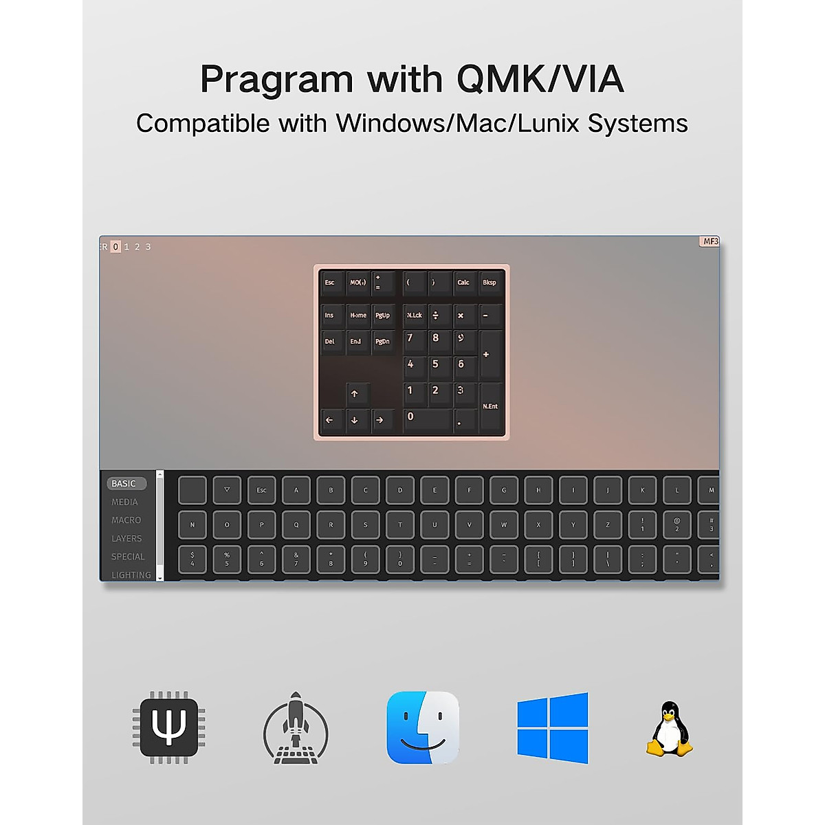 Kisnt Custom Mechanical Number Pad, QMK/VIA Programmable Wired Numpad, 34 Key Hot Swappable USB Numeric Keypad with PBT Keycaps RGB Backlit Number Pad for Laptop, MacBook,PC Desktop