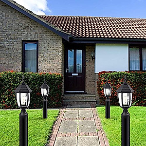 Hardwired 120V Dusk to Dawn Outdoor Post Light, Waterproof Aluminum Pole Light Fixture with Pier Mount Base, Exterior Lamp Post Lantern Head with Clear Glass for Garden Yard Patio Pathway (6 Inch)