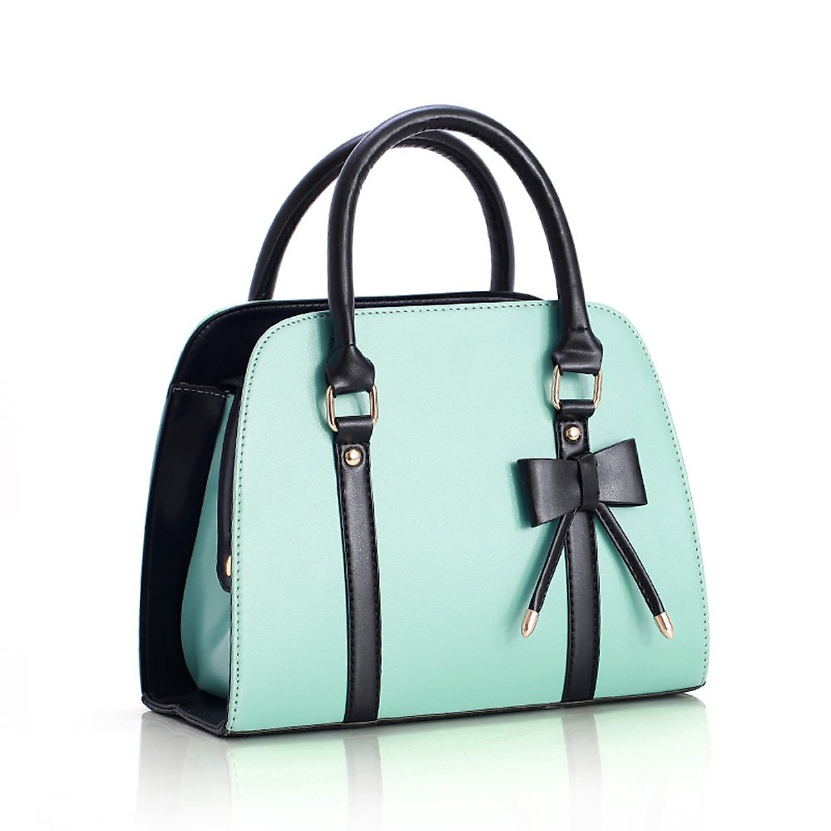 YOURNELO Women's Lady Handbag Little Bow Leisure Shoulder Bag Purse (Mint Green)