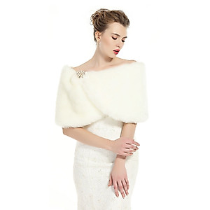 BEAUTELICATE Faux Fur Wrap Shawl Women Shrug Bridal Stole for Winter Wedding Party