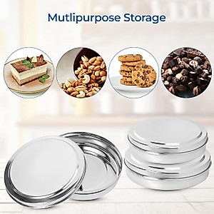 KSJONE Stainless Steel Chocolate Flat Slim and Sleek Canisters/Puri Dabba/Storage Containers Set of 3 Pcs Big Set (11 Oz, 14 Oz, 17 Oz)