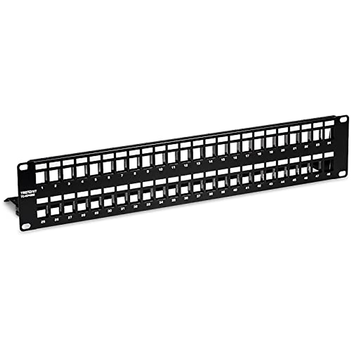 TRENDnet 48-Port Blank Keystone Shielded 2U HD Patch Panel, TC-KP48S, 2U 19” Metal Rackmount Housing, Network Management Panel, Recommended with TC-K06C6A Cat6A Keystone Jacks (Sold Separately)