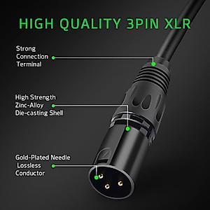 HOSONGIN 3 Pin XLR Male to 5 Pin XLR Female DMX Adapter Cable for Microphone DMX DMX512 Stage Lighting Turnaround, Length 12 inch /1 Foot, 2 Pack