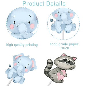 24pcs Jungle Animals Party Cupcake Toppers Decorations Jungle Safari Animal Theme Party Supplies for Zoo Wild Animal Birthday Party Baby Shower Supplies
