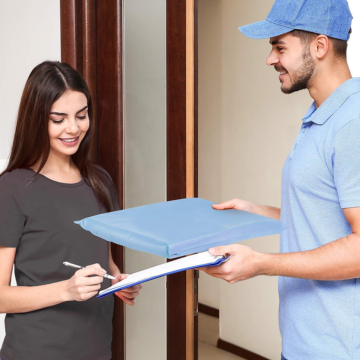 Metronic Poly Mailers 12x15.5 100 Pack Large Shipping Bags，Strong Adhesive Mailing Bags, Waterproof and Tear-Proof Multipurpose Envelopes for Clothing, Small Business,Boutique, Postal Bags Sky Blue