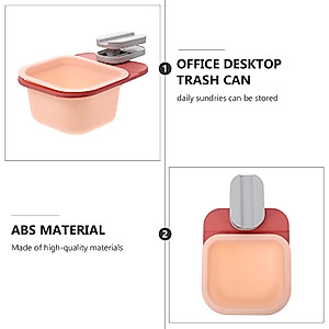 VOSAREA Table Mount Trash Can Mini Desk Hanging Trash Bin Tiny Waste Bin Makeup Pad Garbage Holder for Coffee Vanity Table Kitchen Pink