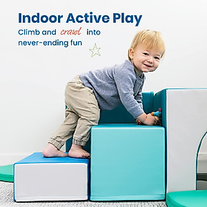 ECR4Kids SoftZone Corner Tunnel Maze Foam Climber, Indoor Active Play Structure for Babies and Toddlers, Soft Obstacle Course for Playrooms and Classrooms - Contemporary