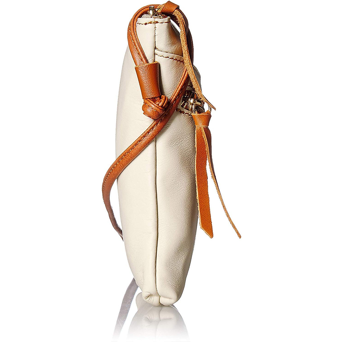 Monahay Small Italian Leather Cross Body Cell Phone and Passport Travel Pouch Bag MH9723 … (Metallic Gold)