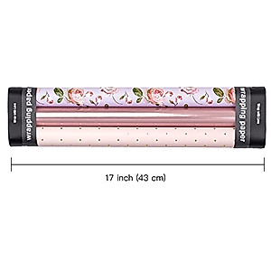 WRAPAHOLIC Wrapping Paper Roll - Mini Roll - 3 Rolls - 17 Inch X 120 Inch Per Roll - Pink and Rose Gold Design for Wedding, Holiday, Party, Baby Shower