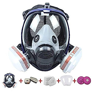 17 in 1 Full Face Large Size Respirator,Reusable Full Face Respirator Widely Used in Organic Gas,Paint Sprayer, Chemical,Woodworking,Dust Protector, Medium