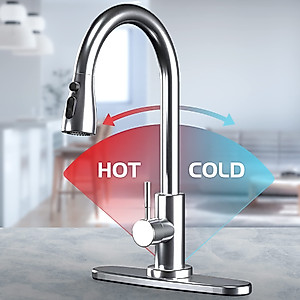 Susbie Kitchen Faucets with Pull Down Sprayer,Kitchen Faucet,Single Handle Kitchen Sink Faucet with Pull Out Sprayer,Single Level Stainless Stee