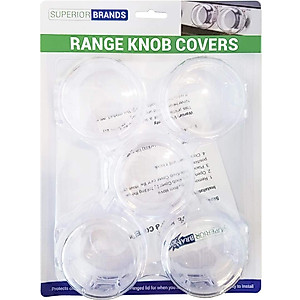 Superior Brands Child Safety Gas Stove Knob Covers Pack of 5 (Clear)