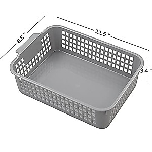 Doryh 6 Packs Small Plastic Basket, Grey Storage Basket Pantry Storage Bins, R