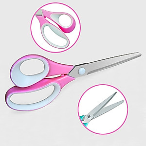 KUONIIY Scissors,Craft Scissors Bulk Pack of 4,Ultra Sharp Blade Scissors,Comfort-Grip Handles,Multipurpose Sharp Scissors for Office Home School Sewing Fabric Craft Supplies