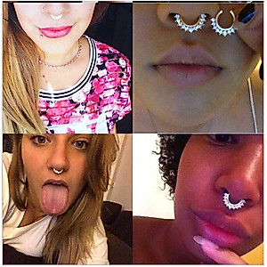 XUKEKOY 6pcs Fake Septum Clicker Nose Ring Rhinestone Non Piercing Hanger Clip Body Jewelry