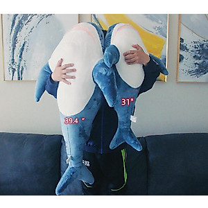 Ryttir 31 Inch XL Giant Shark Stuffed Animals,Chubbier Shark Pillow Soft Shark Plush Shark Body Pillow Stuffed Shark Décor, Perfect Chrismas Stress Relief Gifts for Kids Women