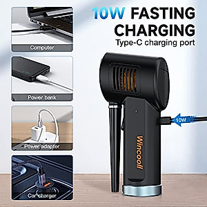 Air Duster for Computer Keyboard Cleaning - Cordless, Rechargeable 6000mAh Battery，Powerful Brushless Motor and 10W Fast Charging Air Duster Compressed Air