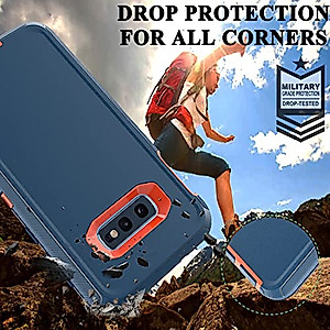 YmhxcY Cases with Explosion-Proof Film[2 Pack] and Camera Lens Screen Protective Film[2 Pack], Heavy Protection Cover for Samsung Galaxy S10E-Blue and Orange