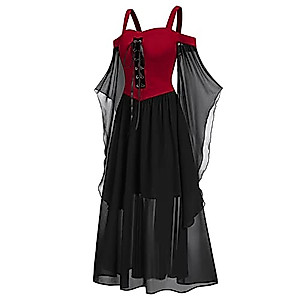 Steampunk Costume Women Renaissance Gothic Dress for Women Off Shoulder Lace Dresses Medieval Steampunk Costume Plus Size Cosplay Costumes Greek Costume