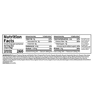 Protein Bars by Garden of Life SPORT, Organic Vegan Protein Bar for Women and Men - Chocolate Mint, 20g Pure Protein per Bar with BCAAs and 8g Fiber, High Protein for Pre and Post Workout, 12 Count