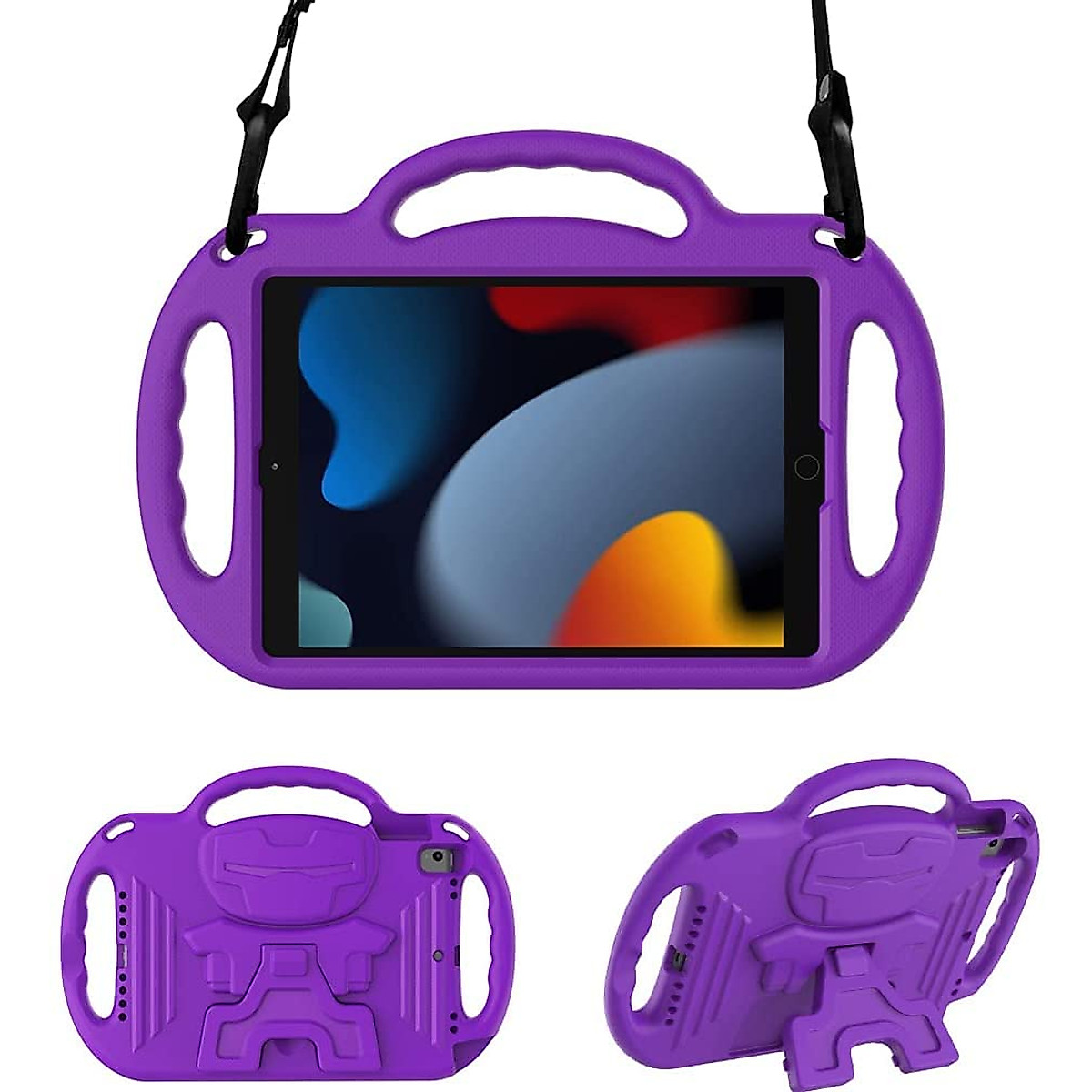 eTopxizu Kids Case for New iPad 10.2 Inch 2021/2020/2019 (9th/8th/7th Gen), Lightweight Shockproof Handle Stand Shoulder Strap Kids Case for 2021/2020/2019 iPad 10.2, iPad Air 3 10.5 2019, Purple