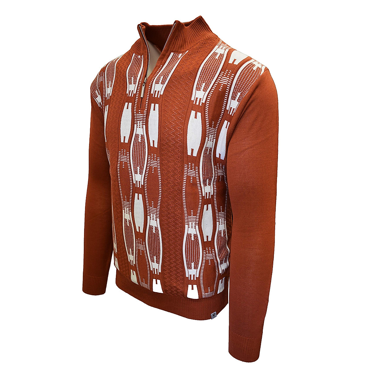 STACY ADAMS Men's Sweater, Vertical Neo Chain Front Design (4XL, PERSIMMON)