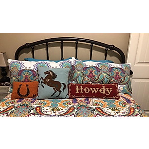 Chandler 4 Corners Artist-Designed Howdy Hand-Hooked Wool Decorative Throw Pillow (8” x 24”) Cowboy-Themed Pillow for Couches & Beds - Easy Care, Low Maintenance - Country Western Decor for Homes
