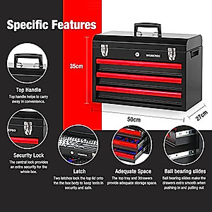 WORKPRO 408-Piece Mechanics Tool Set, General Household Home Repair Tool Kit with 3-Drawer Heavy Duty Metal Box, Hand Tool Kit Set 1 Pack