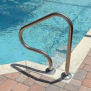 Antourlamm 1PCS Swimming Pool Handrail, Easy-to-Install Handrails, 304 Stainless Steel Hand Grab Rail, for Garden Backyard Pools, with Complete Mounting Accessories