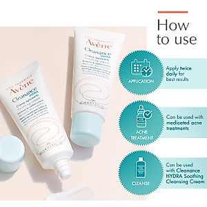 Eau Thermale Avène Cleanance HYDRA Soothing Cream, Rich Moisturizer, Adjunctive Care for Drying Acne Treatments, 1.3 oz.