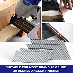 HW HAMWOO 16 Gauge Angled Finish Nails, 20-Degree, 2000-Pack (2-1/2", 2", 1-1/2", 1-1/4" 500 Per Sizes), Galvanized Assorted Size Project Pack, for Pneumatic, Electric Angled Finish Nailer