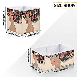 Girl Hair Roses Storage Basket Storage Bin Square Collapsible Toy Bins Clothes Toys Bin Organizer for Childrens Toys Playroom