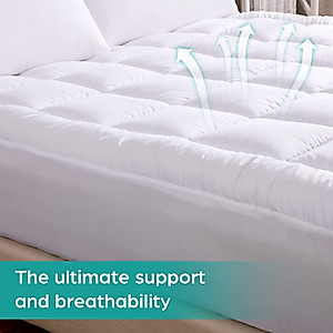 WhatsBedding Cotton Waterproof Mattress Pad Queen Size Top Down Alternative Filling Pillowtop Mattress Topper Cover-Fitted Quilted (Mattress Pad Queen)