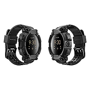 SUPCASE Unicorn Beetle Pro Series Case for Google Pixel Watch 41mm (2022), Rugged Protective Case with Strap Band (Black)