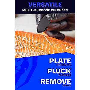 DALSTRONG Professional Fish Bone Tweezers - 6 inch - Premium 304 Stainless Steel - Black Titanium Coating - Ambidextrous Design - Angled, Beveled Tip for Precision Work - Fish Pliers Remover Tool