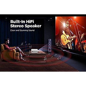 MOOKA Native 1080P Projector with WiFi and Bluetooth, 8500L FHD Movie Projector for Outdoor, Hi-Fi Speaker, Zoom, Sleep Timer, Bag, Support 300" Screen Mini Projector for Phone/TV Stick/Laptop/Xbox