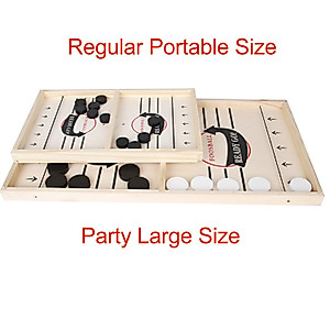 JANDANT Large Size Fast Sling Puck Game 22 Inch Slingshot Board Games Foosball Super Winner Wooden Hockey Board Game for Adult and Kids, 2 Players
