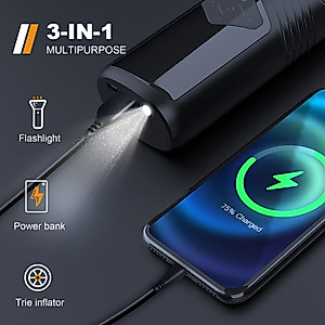 Vxdas Tire Inflator Portable Air Compressor 15000mAh Car Accessories Auto Air Pump 150PSI 3X Fast Inflation Smart Tire Pump for Car Motorcycles Bike Ball