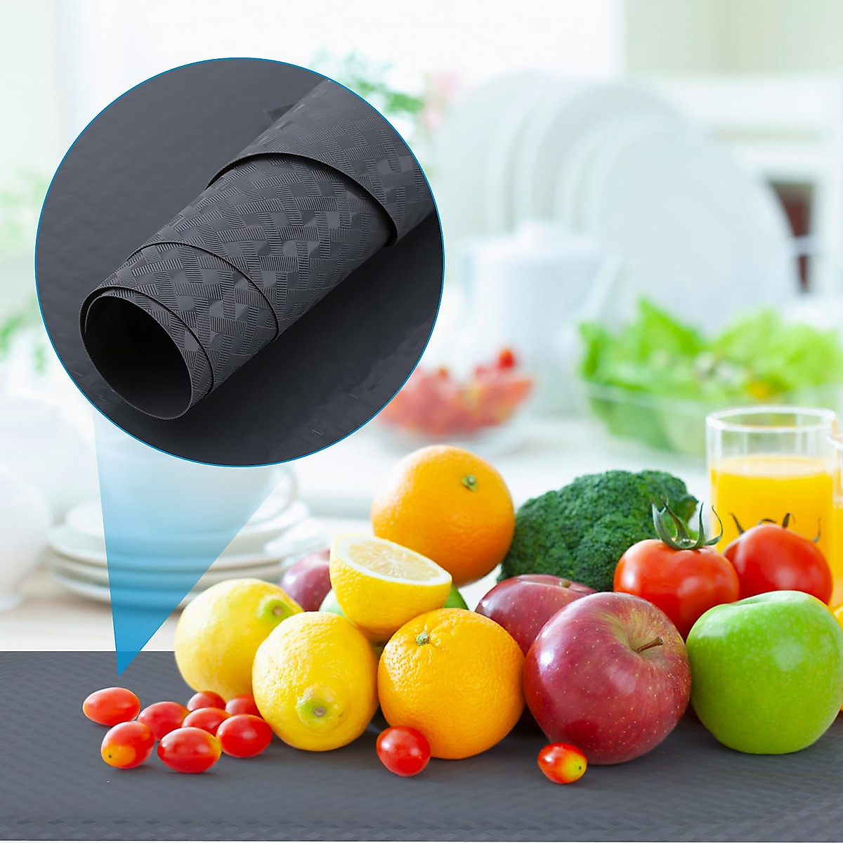 TOROTON Shelf Liners for Kitchen Cabinets, 12Inch x 20ft Non Adhesive Drawer Liners, Non-Slip Oilproof Waterproof Plastic Liners for Pantry, Cupboard,Shelves, Refrigerator, Grey