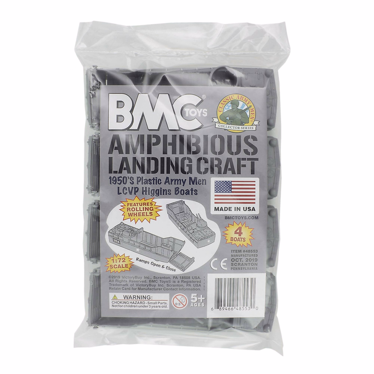 BMC Classic Marx Landing Craft - 4pc Gray Plastic Army Men Boat Vehicles