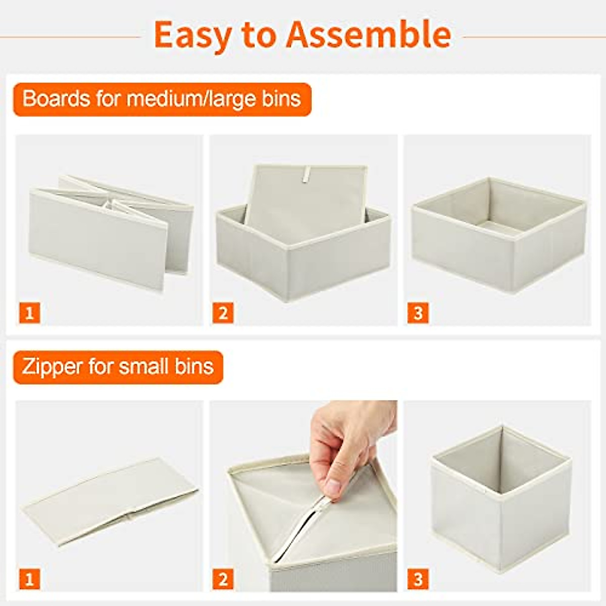 Stero 6 Pack Drawer Organizers for Clothing, Dresser Drawer Organizer Clothes, Fabric Foldable Closet Organizers and Storage Basket Bins for Clothes, Underwear, Bras, Socks (Light Grey)