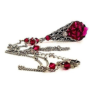 HisJewelsCreations Baroque Crystal Filigree Pendant Necklace (Berry Tone)
