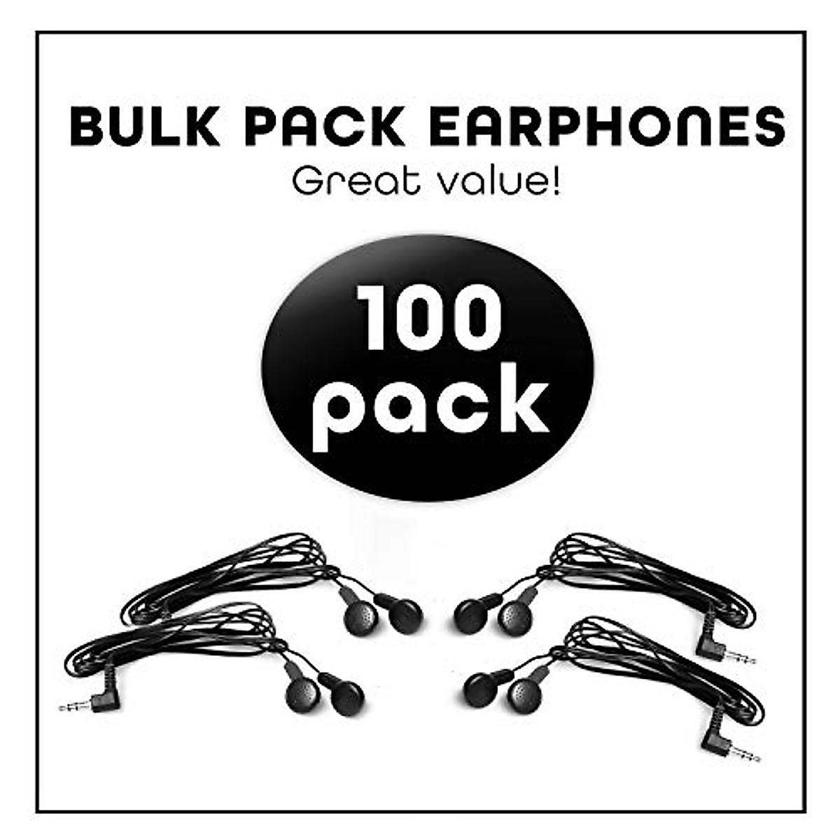Pack of 100 Bulk Earbuds Headphones Wholesale Ear Buds for Classroom