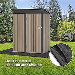 YEXEXINM 5.3 x 3.3 FT Outdoor Storage Shed Mat-Waterproof Dustproof Outdoor Carport Mat- Backing Prevents Liquid Penetration，Anti-Slip Patio Furniture Floor Mat for Protect Storage Shed Floor，Grey