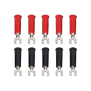 10Pcs 4mm U/Y Type Electrical Crimp Terminals, Banana Plug Adapter Insulated Fork Spade Wire Connector Conversion U Plug Into Banana Jack Adapter Accessories for Banana Plug Multimeter